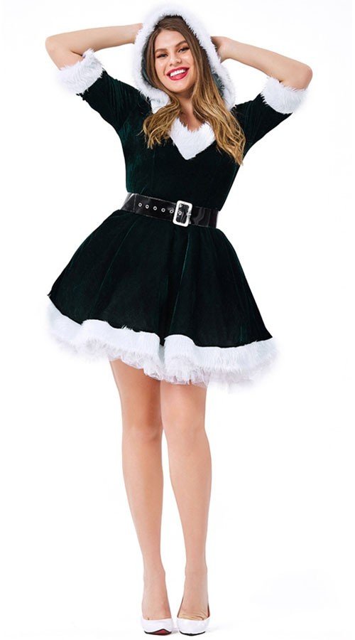 Sassy Mrs Claus Julenisse Kostyme Grønn